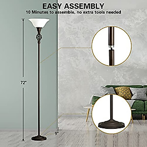 RAYINIGHT Floor Lamp for Living Room, 72" Modern Bedroom Standing Lamp with 8W LED Bulb, 3000K Eye Protection Torchiere Floor Lamp for Bedroom, Office, Living Room(Red Brown)