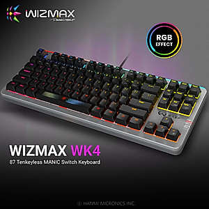 WIZMAX WK4 Mechanical Keyboard/USB Wired TKL 80% Gaming Keyboard