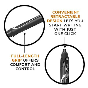 BIC Gelocity Quick Dry Black Gel Pens, Medium Point (0.7mm), 8-Count Pack, Retractable Gel Pens With Comfortable Full Grip