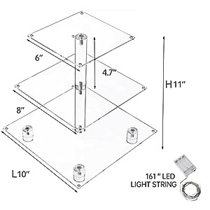 Weddingwish Pastry Stand 3 Tier Acrylic Cupcake Display Stand Cake Stand Dessert Stand Cupcake Holder Pastry Serving Platter Candy Bar Party Décor Wedding Birthday Holidays，Christmas（Yellow Light）…