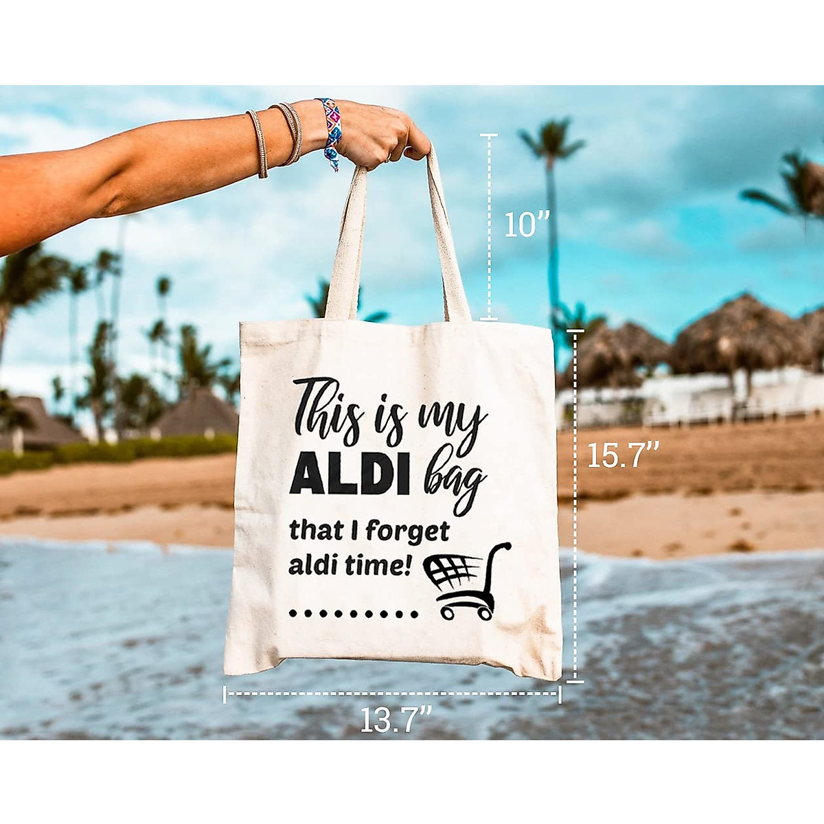 GXVUIS This Is My Aldi Bag That I Forget Aldi Time Canvas Tote Bag for Women Aesthetic Reusable Grocery Shopping Bags White