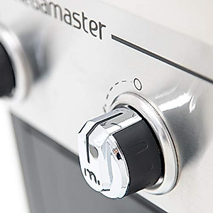 Megamaster 720-0864MA 2 Burner Propane Barbecue Gas Grill, for Camping, Outdoor Cooking, Patio, Garden Barbecue Grill, 28000 BTUs, with Foldable Side Table, Silver and Black