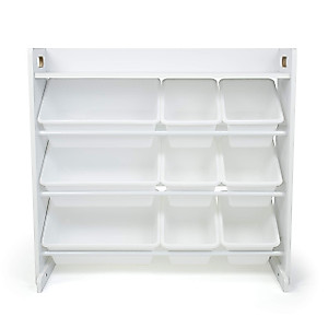 Humble Crew Toy Storage Organizer with Shelf and 9 Storage Bins, White