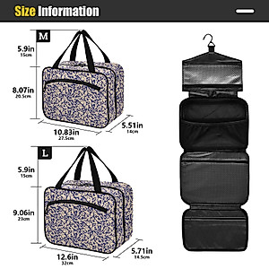 Vnurnrn Bbaroque Damask Large Travel Toiletry Bag for women Makeup Organizer Bag with Hanging Hook Shower Bag for Traveling Electric Shaver Brush