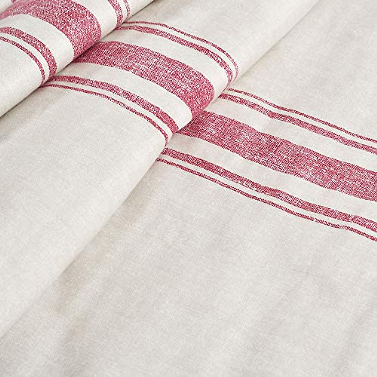 Lush Decor Farmhouse Stripe Throw - Reversible Ticking Pinstripe Design Blanket, 50" x 60", Red