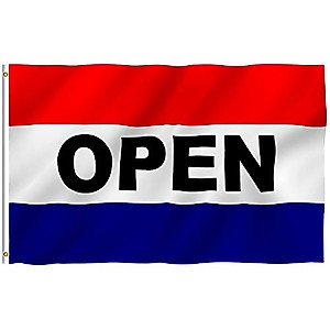 ANLEY Fly Breeze 3x5 Foot Open Flag - Vivid Color and Fade proof - Canvas Header and Double Stitched - Business Open Flags Polyester with Brass Grommets 3 X 5 Ft