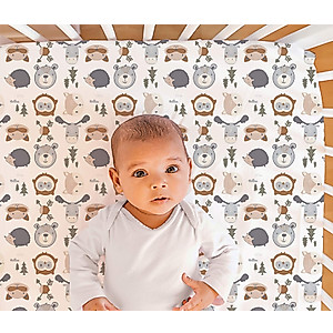 The Peanutshell Woodland Walk Crib Bedding Set for Boys or Girls | 3 Piece Nursery Set | Crib Quilt, Fitted Sheet, Crib Skirt