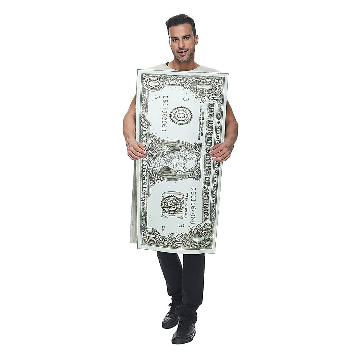 EraSpooky Adult 1 Dollar Bill Costume Funny Halloween Money Fancy Dress