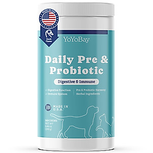Probiotics for Dogs, Daily Dog Probiotics and Prebiotics, for Gut Health and Digestive Health, Support Immune System, Yeast Balance, Maintain Skin & Coat Health, Duck Flavor, 160 Soft Chews