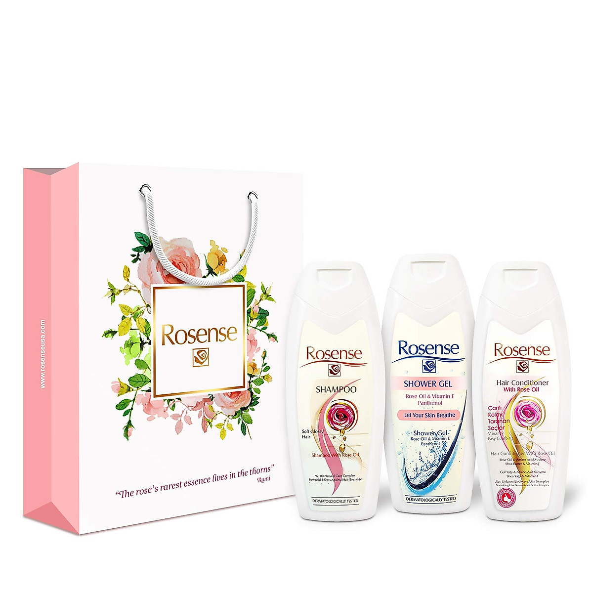 Rosense Shampoo & Conditioner & Shower Gel Bath Set