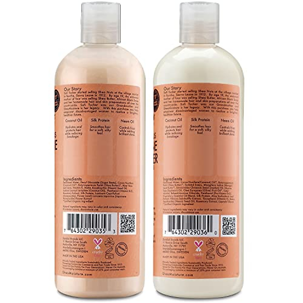 Shea Moisture Shampoo and Conditioner Set, Coconut & Hibiscus Curl & Shine, Curly Hair Products with Coconut Oil, Vitamin E & Neem Oil, Frizz Control, Family Size, 16 Fl Oz Ea
