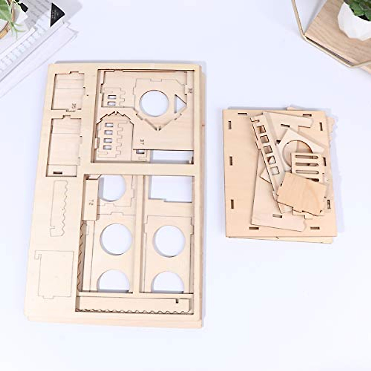 VILLCASE Hamster Ladder Wood Hut of Pets Mouse Rat Gerbil and Dwarf Hamster Can Freely Play with A Material of Log, Two Layers Platform for Living Activities