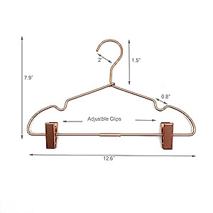 Koobay Clothes Hangers for Baby Metal Hangers with Adjustable Clips, 10PACK, Heavy-Duty and Space-Saving for Pants,Skirts, Coat, Dress (10)