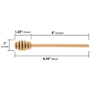 Honey Dipperz 6" Inches Long (16cm) Wooden Honey Dipper Drizzler Stirring Stick, Spoon Rod Muddler Dispense