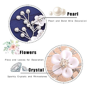 Fstrend Bridal Wedding Hair Pins Silver Sparkly Rhinestones Pearls Flower Hair Pin Bride Hairpieces Gorgeous Hair Accessories for Women(Pack of 2) (Silver)