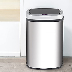 Kitchen Trash Can 13 Gallon, Stainless Steel Automatic Garbage Cans, Touchless Motion Sensor, Waterproof Waste Bin with Lid, Rubbish Bin Trashcan for Your Kitchen, Office, Bathroom, Bedroom (Silver)