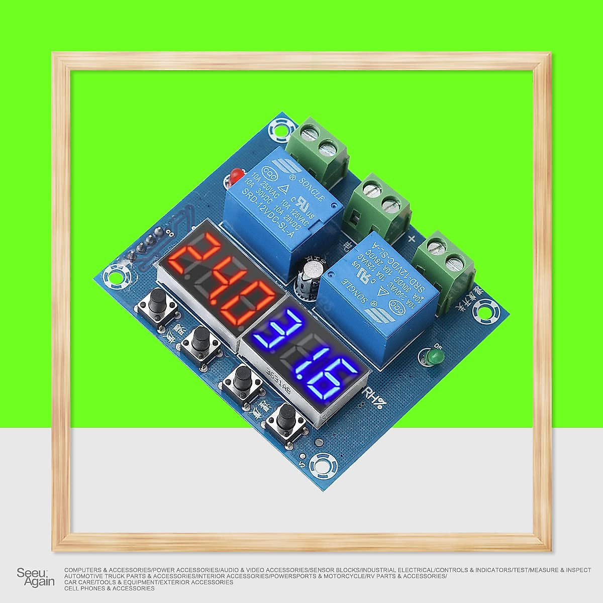 SEEU. AGAIN DC 12V XH-M452 Thermostat Dual Output Temperature Humidity Thermometer Hygrometer Control Module LED Digital Display