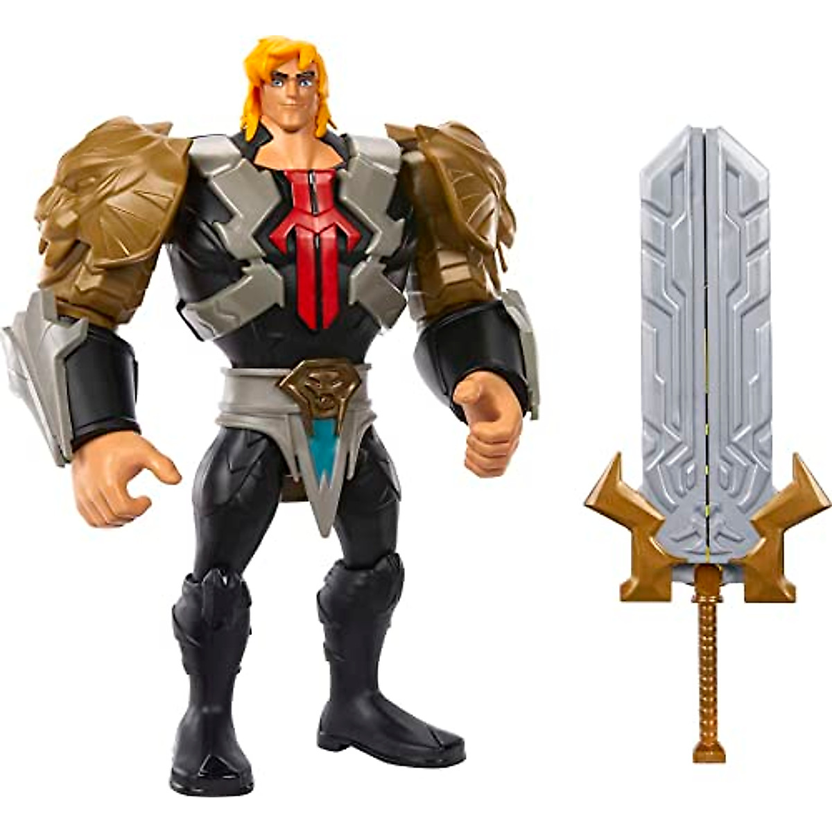 Masters of the Universe and He-Man Figure Deluxe Large He-Man with Sword, MOTU Collectible Toy with Attack Move and Accessories, Netflix Series