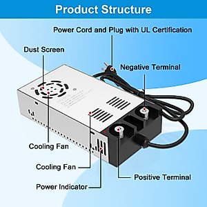IMAYCC AC to DC Converter SMPS 110V to 12V Converter 12V DC Power Supply, Universal 120V to 12V Converter Transformer Max Current 50A 600W