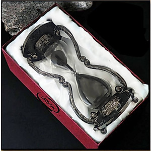 Black Antique Decorative Hourglass Sand Timer - 30 Minute, Unique Vintage 12 Constellations Metal Art Hour Glass for Office Desk Home Decor - Birthday Gift,Taurus