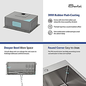 25 Drop Laundry Sink Workstation - Sarlai 25x22 Kitchen Sink Stainless Steel 16 Gauge Top Mount Drop In Overmount Deep Single Bowl Laundry Utility Sink Basin