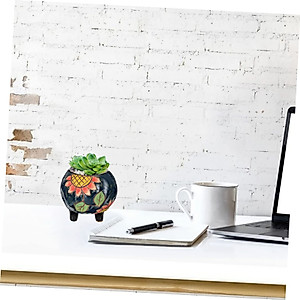 Levemolo 2pcs Pots Porcelain with Floral Cactus Small Flower Hand for Mini Home Bonsai Decors Decor Pot Planters Decoration Plants Flowerpot Delicate Air Faux Succulents Plant Tiny Office