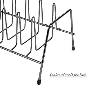 Kitchen Details 8 Section Lid and Plate Organizer | Free Standing | Pot, Pan & Cutting Board Holder | Cabinet Pantry and Countertop Organization | Onyx