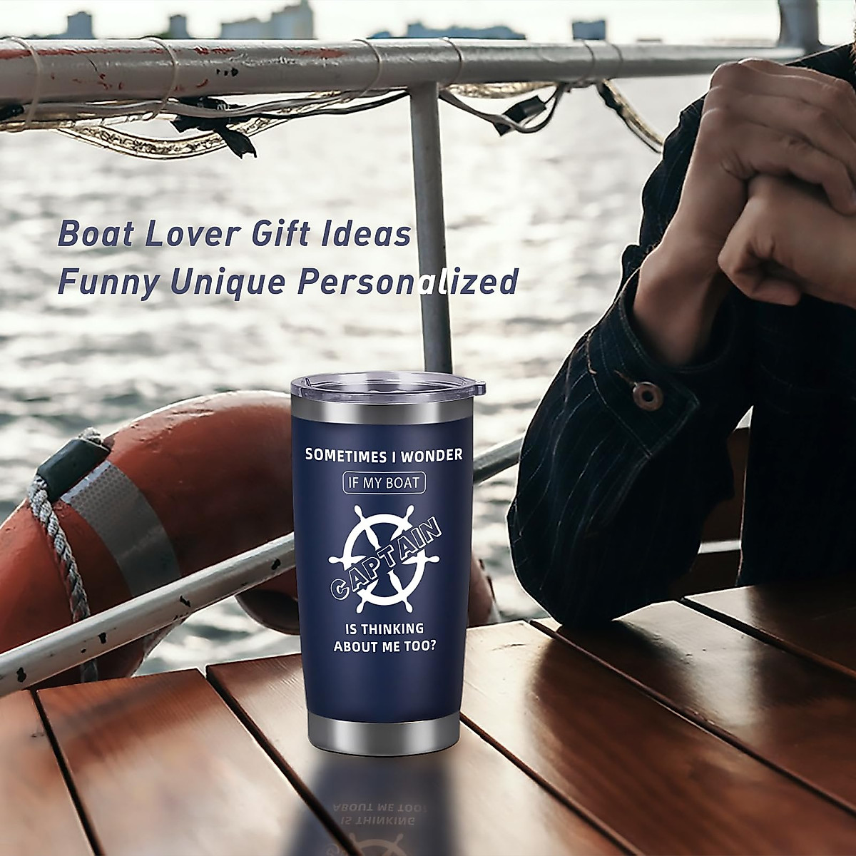 EchoMaven Boating Gifts for Men - Boat Accessories Gifts for Men - Cool Gifts for Boat Owners -Nautical Gifts for Men - Boat Gifts for Men, Dad -Sometimes I Wonder If My Boat Is Thinking Tumbler 20oz