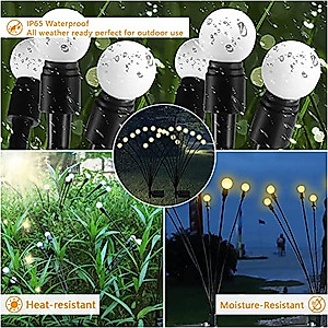 ciwich Solar Garden Lights, 10LED Starburst Swaying Solar Lights, Firefly Lights Solar Outdoor Waterproof, Solar Garden Decorative Lights for Pathway Yard Patio Landscape, （2PCS,Warm White）