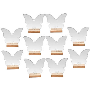 FUNOMOCYA 10 Sets Butterfly seat card DIY arch acrylic sign acrylic place cards holder wedding desk sign acrylic table numbers Clear Butterfly Acrylic sign digital sign Clip banquet blank