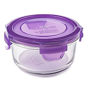 Wean Green Lunch Bowl 12 Ounce / 355 Milliliter Leak-Proof Durable Glass Bowls - Grape (Set of 4)