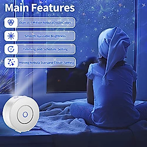 Smart Galaxy Projector with Nebula Cloud/Moving Ocean Wave, WiFi Star Projector for Room Decor, Home Theater Night Light Projector, Compatible with Alexa & Google Home