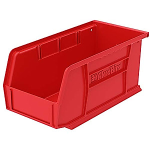 Akro-Mils - 30230RED 30230 AkroBins Plastic Storage Bin Hanging Stacking Containers, Red, (12-Pack) & 30235 AkroBins Plastic Hanging Stackable Storage Organizer Bin, Blue, 6-Pack