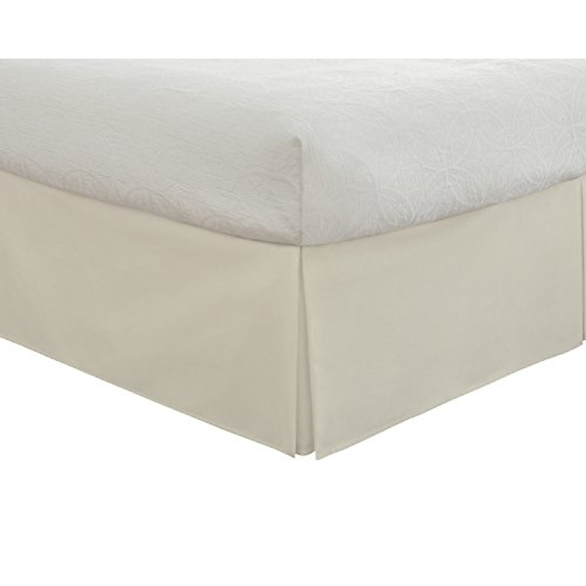 Fresh Ideas Bedding Tailored Bedskirt, Classic 14” Drop Length, Pleated Styling, California King, Ivory