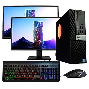 Dell OptiPlex 5040 Desktop Computer PC w/RGB Lighting, Ultra-Fast Intel i5, 16GB DDR4 RAM, 500GB SSD, DVD, WiFi, Dual 19 Monitors (Brands Vary), Windows 10 Pro (Renewed)