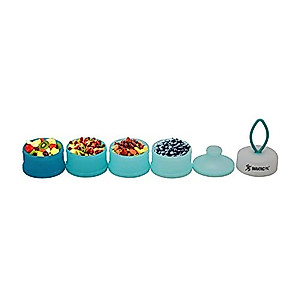 4 Compartment Detachable, Stackable, and Portion Controlled Food & Powder Storage Containers by BariatricPal (Blue-Teal)