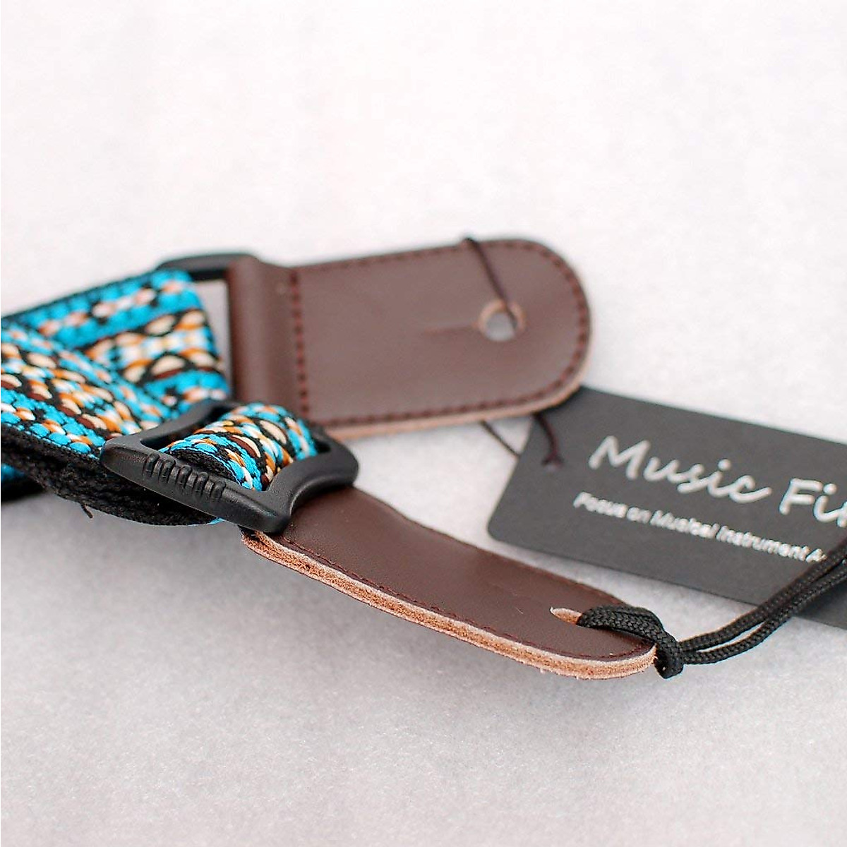 MUSIC FIRST Country style Soft Meshbelt & Genuine Leather Ukulele Strap Ukulele Shoulder Strap Version 2.0 With a MUSIC FIRST Genuine Leather Strap Locker