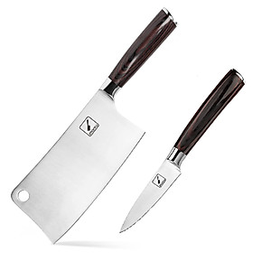 imarku 7 inch Meat Cleaver and 3.5 Inch Paring Knife, Japanese Stainless Steel Sharp Kitchen Knife with Ergonomic Handle, Best Knives Choice for Thanksgiving, Christmas Gifts
