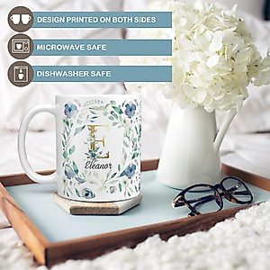The Foxy Mug Personalized Pansy Monogram Name Coffee Mug | Beautiful Floral Initial Custom Ceramic Cup Microwave Dishwasher Safe
