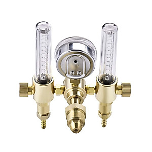 EZYOU Dual Output Argon MIG TIG Flow Meter & Regulator 0-60CFH CGA580 Inlet 5/"8 UNF-18RH Outlet