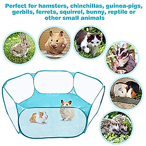 PrimePets Small Animal Cage Tent, Hamster Pet Playpen, Guinea Pig Cage Yard, Waterproof Foldable Outdoor/Indoor Pop Open Exercise Fence, Yard Fence for Baby Chicken Hedgehogs