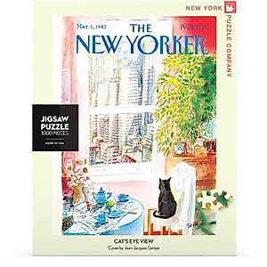 New York Puzzle Company - New Yorker Cat's Eye View - 1000 Piece Challenging Jigsaw Puzzle for Adults by Jean-Jacques Sempé