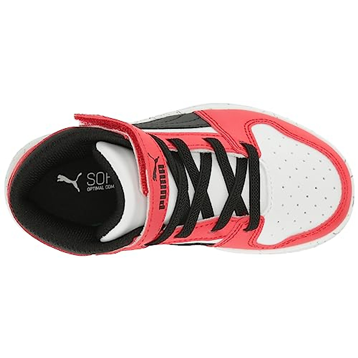 PUMA Rebound Layup Mid Sneaker, Scratch White Black-for All Time Red, 5 US Unisex Big Kid