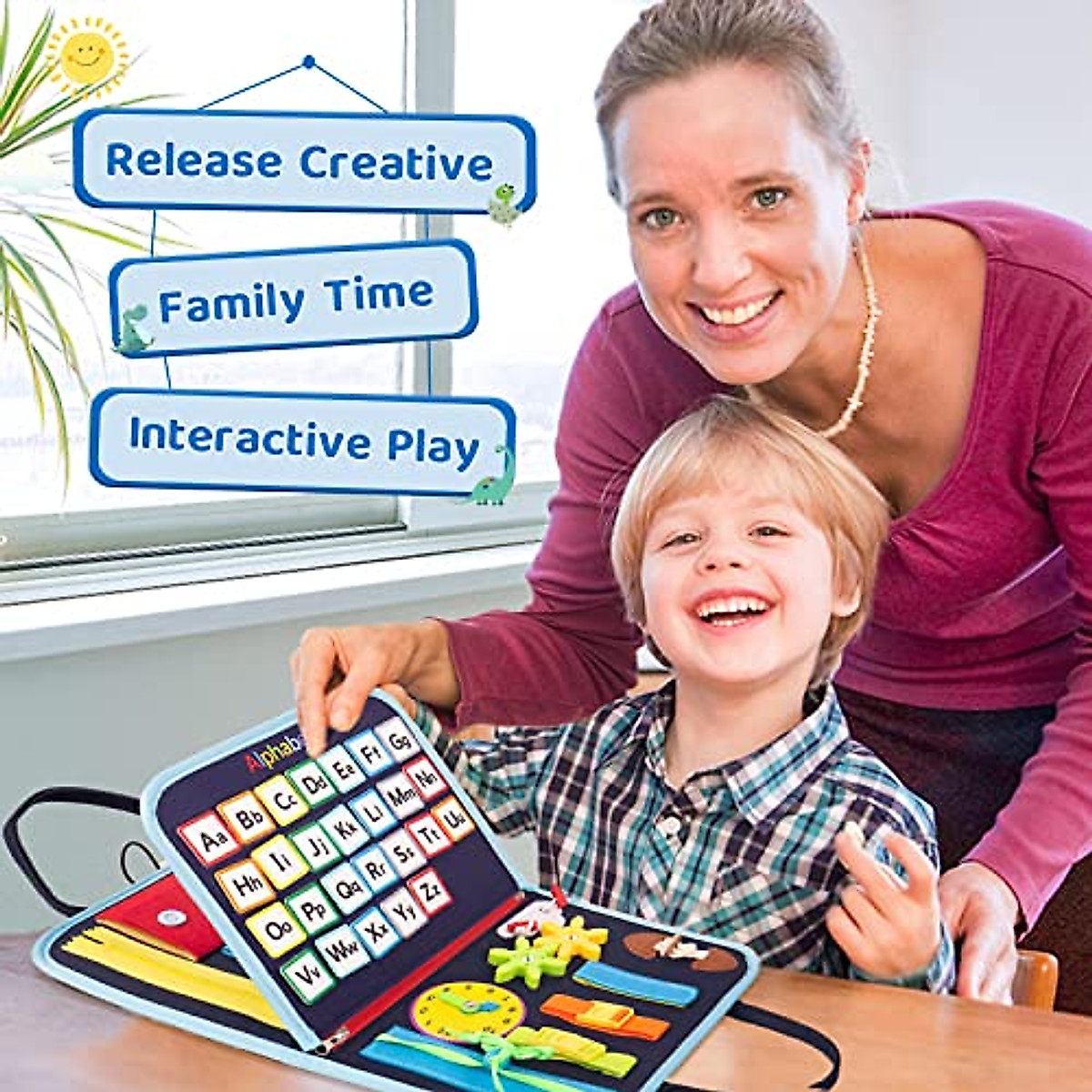 HONGDDY Busy Board, 20 in 1 Montessori Toys for Toddler, Sensory Board with Extra DIY Page for Learning Fine Motor Skills and Travel, Preschool Educational Learning Toys Gift for Boys Girls