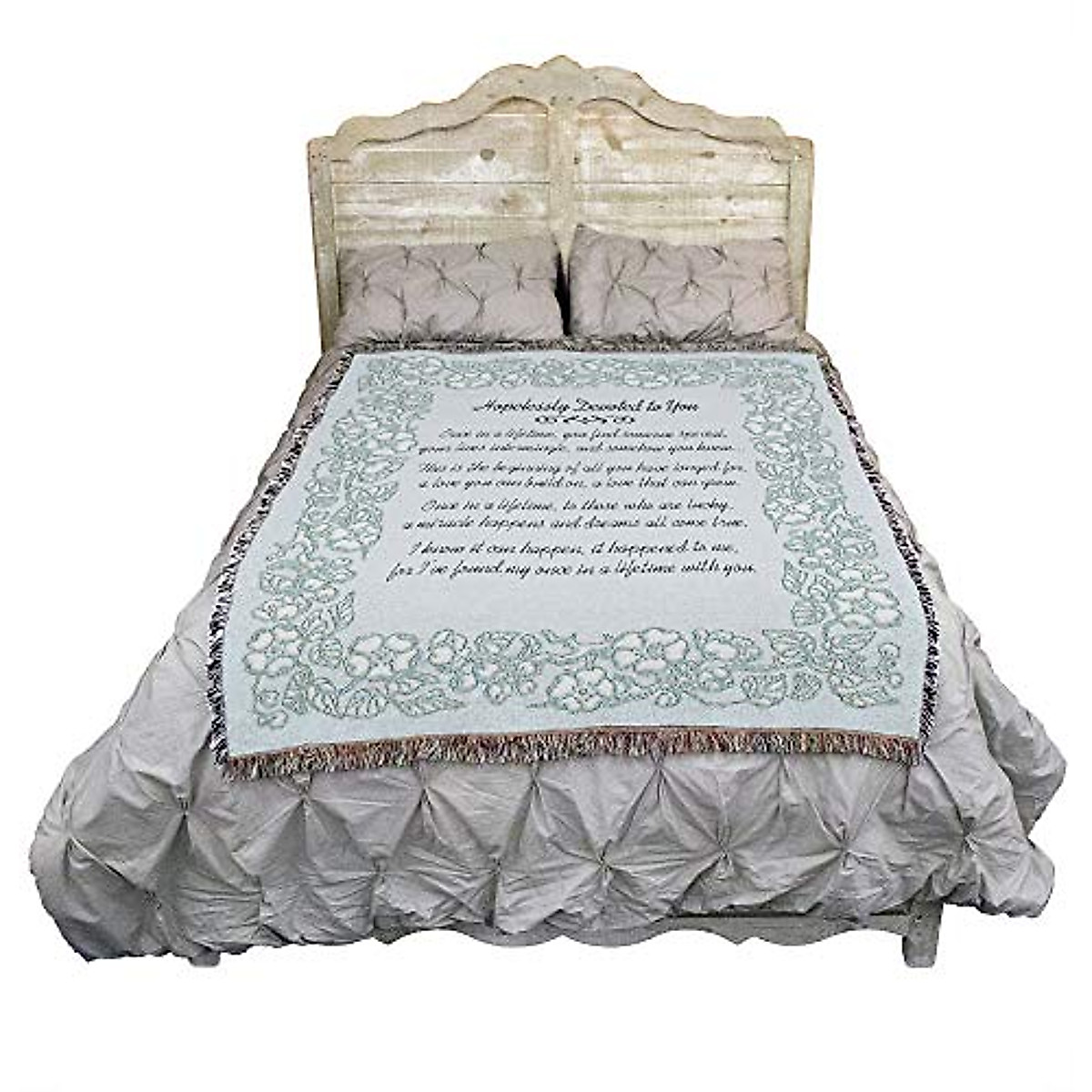 Pure Country Weavers Hopelessly Devoted Blanket - Wedding Gift Tapestry Throw Woven from Cotton - Made in The USA (72x54)