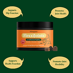 KiwiOrganix NZorganix FlexxiJoints Hip and Joint Supplement Chews for Dogs, Cats • 100% Grass-Fed Beef Bone Collagen New Zealand Green-Lipped Mussels • 100 Chews
