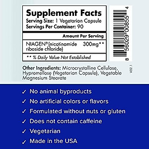 90ct/300mg Multi Award Winning Patented NAD+ Boosting Supplement - More Efficient Than NMN - Nicotinamide Riboside for Cellular Energy Metabolism & Repair. Vitality, Muscle Health, Healthy Aging