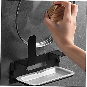 Zerodeko Pot Lid Rack Wall Mounted Stainless Steel Pan Lid Organizer Holder with Water Tray Self Adhesive Kitchen Utensils Storage Racks for Hanging Dish Pan Cover Cutting Board