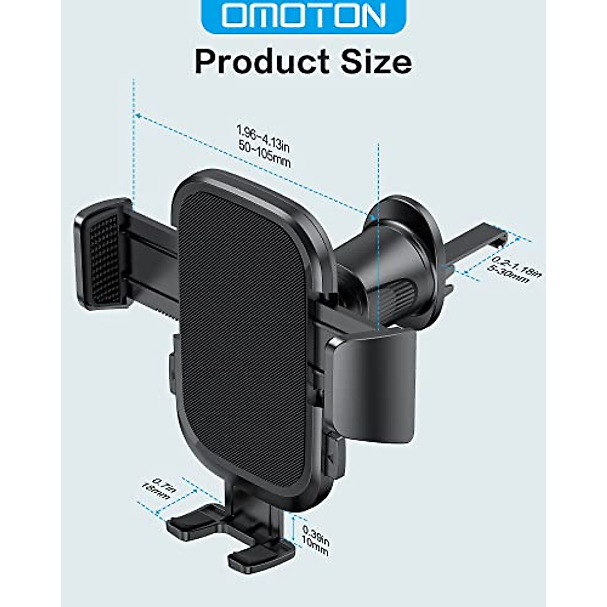 OMOTON Car Phone Holder Mount for Car Air Vent [Metal Clip], Cell Phone Holder Car Hands Free Cradle in Automobile, 360° Adjustable Cellphone Vent Clamp Fit for iPhone 14 13, All Smartphones, Black