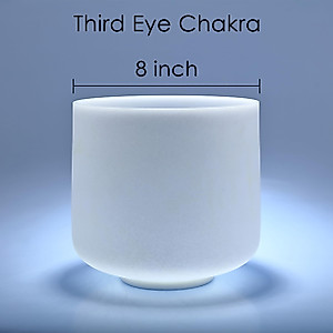 TOPFUND A Note Crystal Singing Bowl 8 inch Third Eye Chakra with Heavy Duty Carrying Case and Suede Mallet